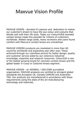 Maxvue vision Contact lens manufacturer profile | PDF