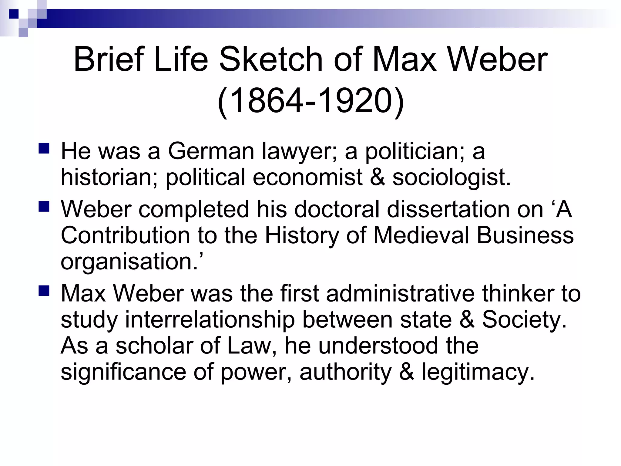 Max Weber Bureaucracy Ppt