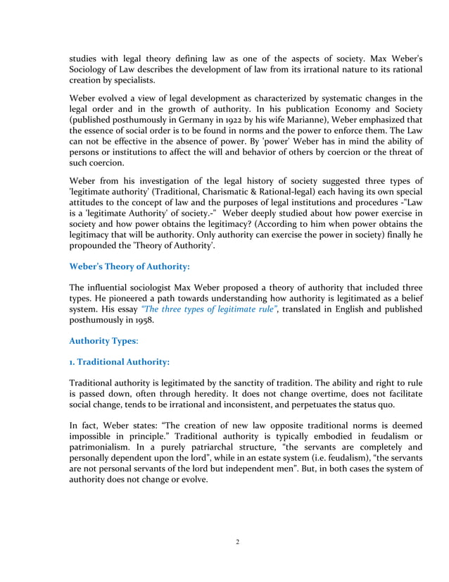 Weber's Theory of Authority | PDF | Christianity | Religion & Spirituality