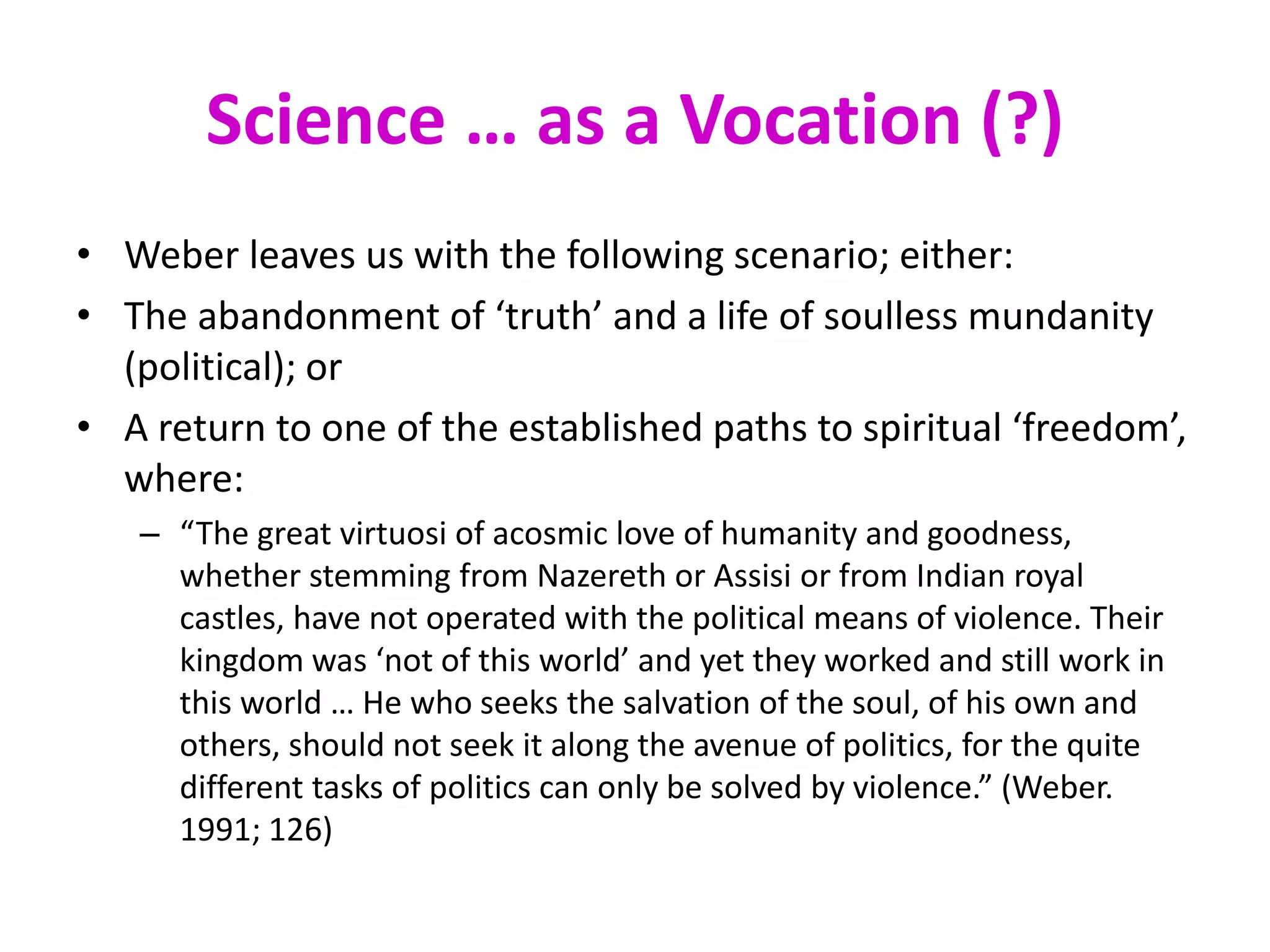 Max Weber: Politics & Science as 'Vocations' | PPTX