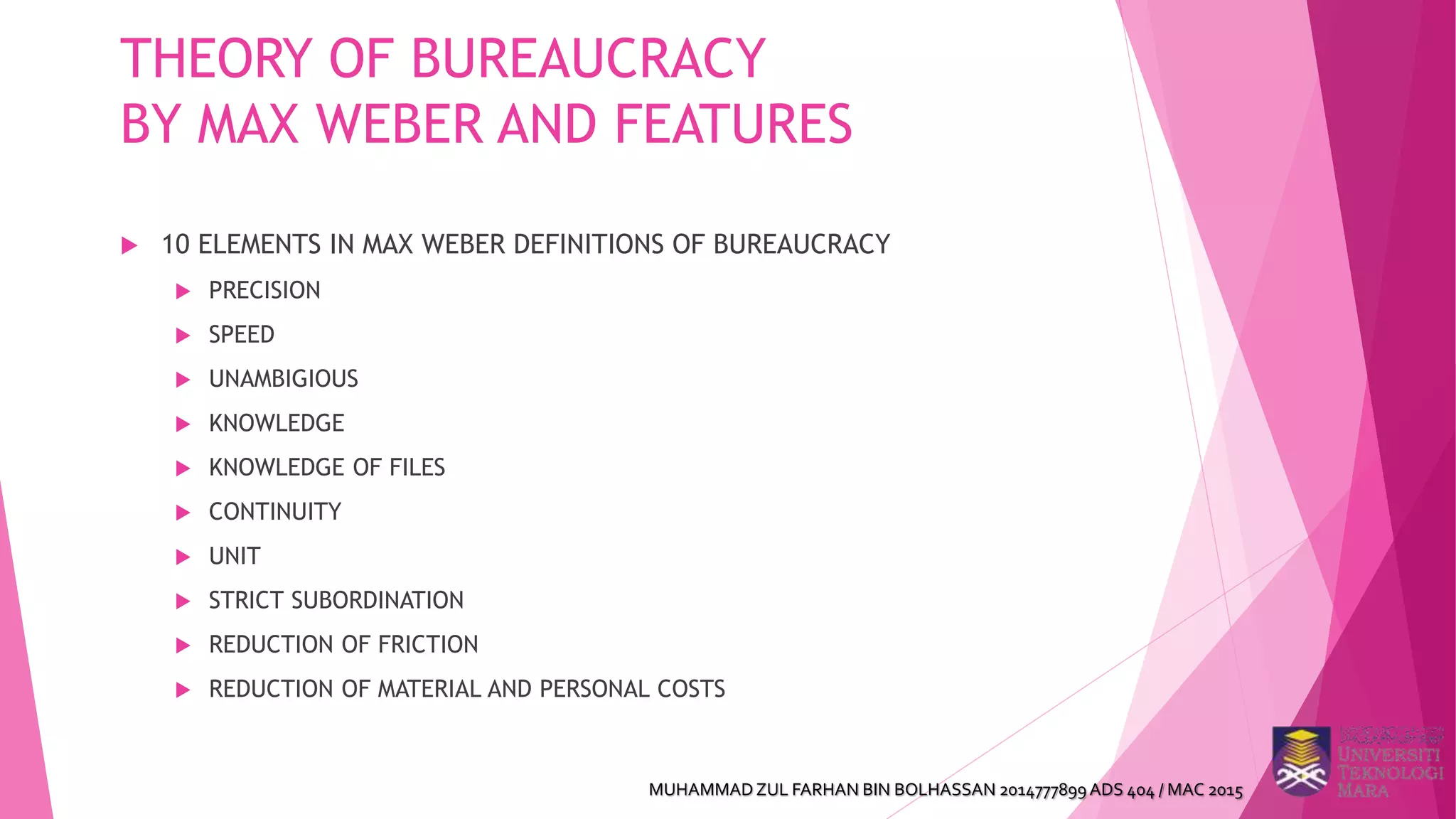 Max weber’s theory of bureaucracy and its criticism | PPTX