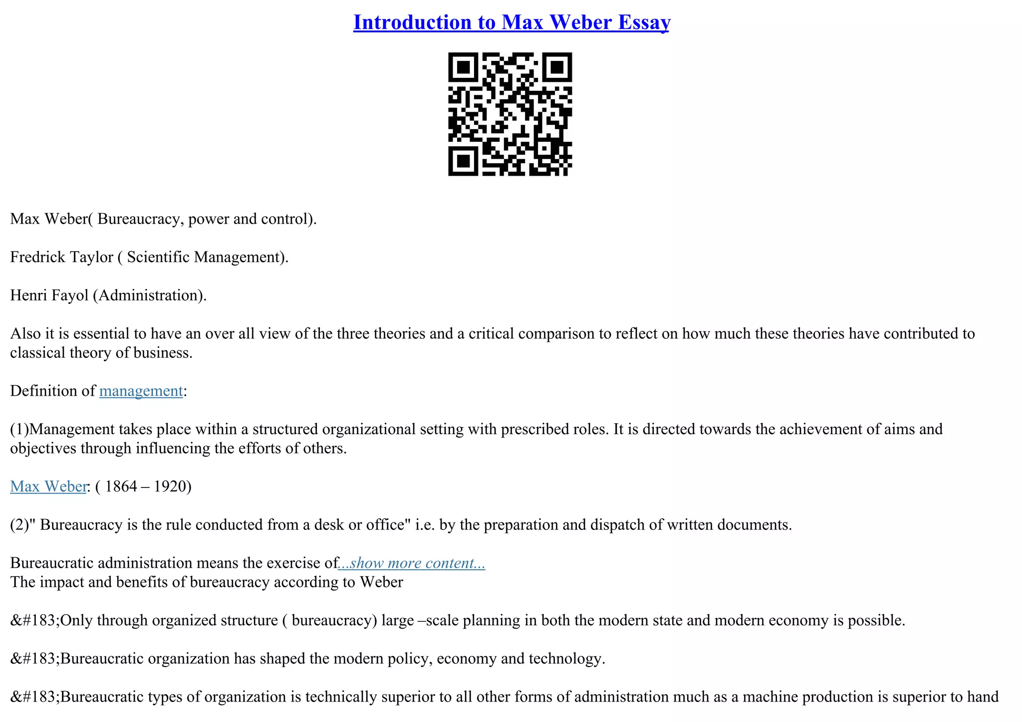 Max Weber Theory | PDF