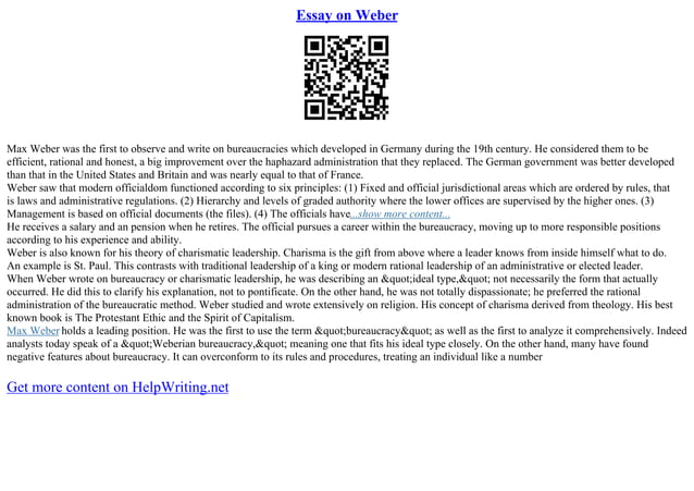 Max Weber Theory | PDF