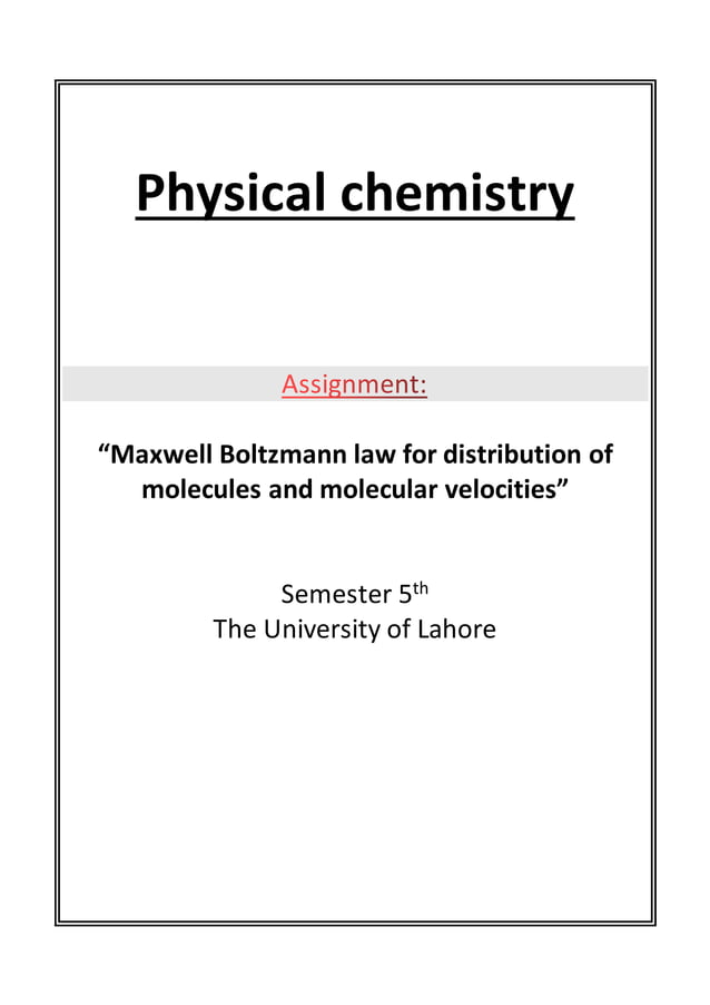 Max well boltzmann constant | DOCX | Chemistry | Science