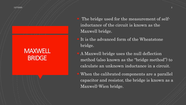 Maxwell bridge and its types | PPTX | Physics | Science