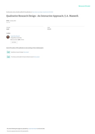 Qualitative Research Design by J.A. Maxwell | PDF