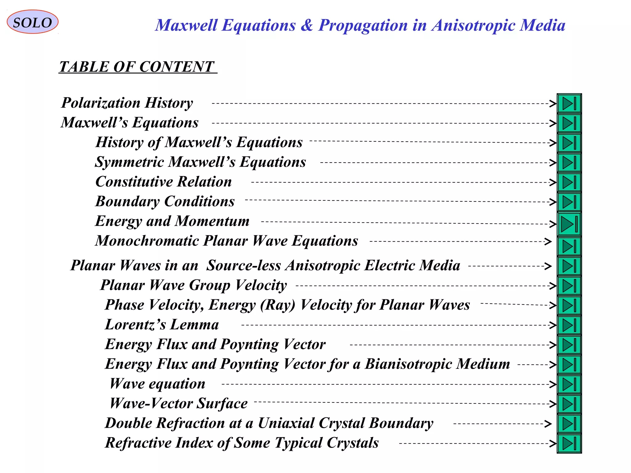 Maxwell equations and propagation in anisotropic media | PPT