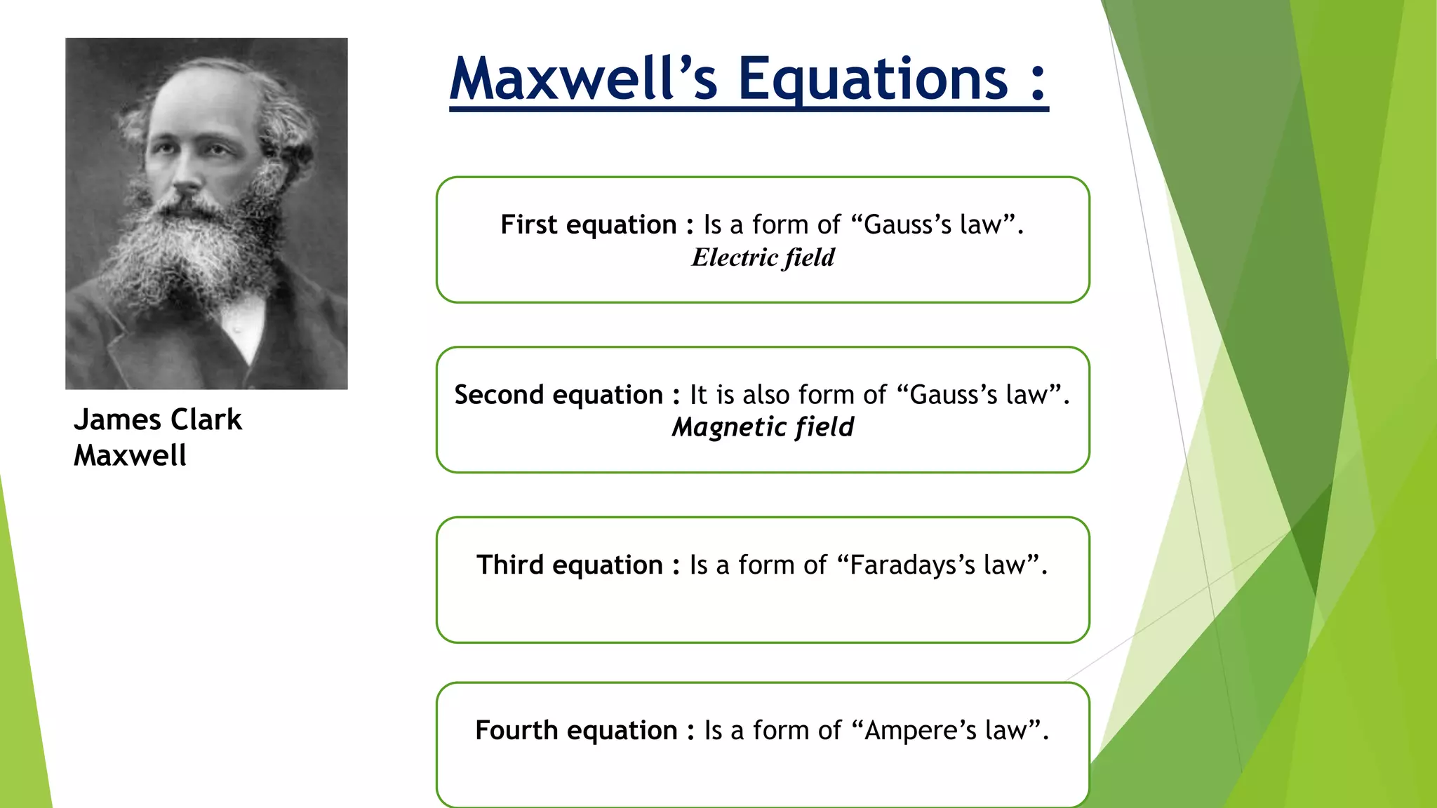 Maxwell's equations in free space and conducting media. | PPTX