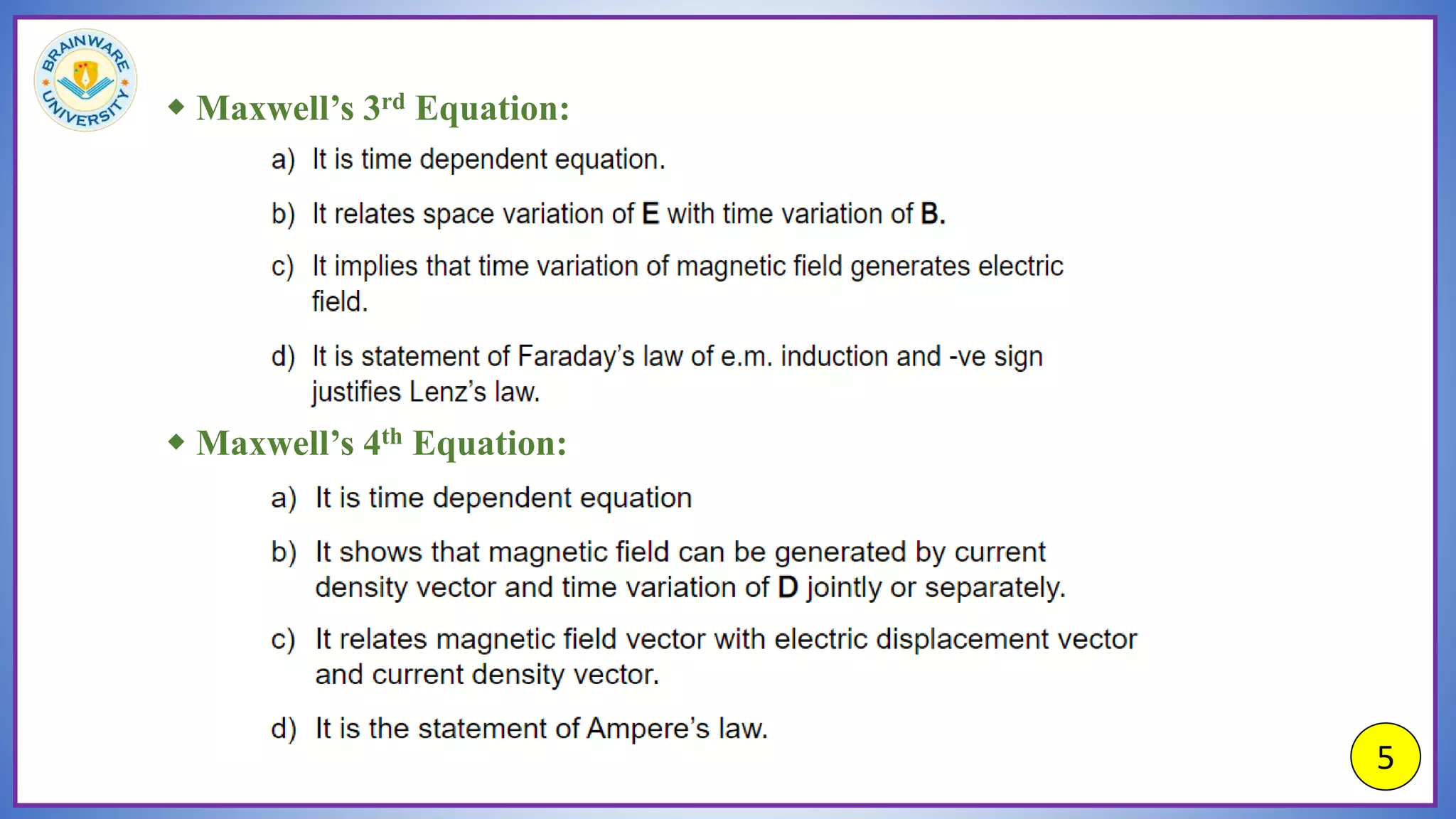 Maxwell's four equations in em theory | PPTX