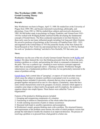 Max Wertheimer Gestalt Learning 2 | PDF
