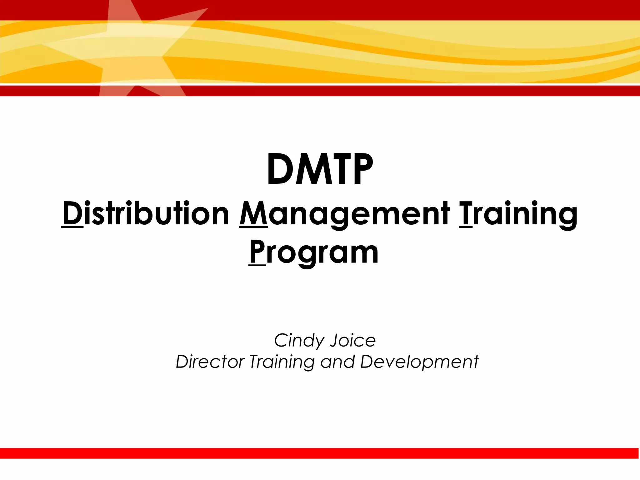 Distribution Management Training Program Overview for FMI MAXX Award | PPT