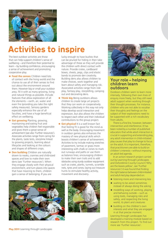 Outdoor Activities, Plan for Success: Early Years Outdoors Learning | PDF