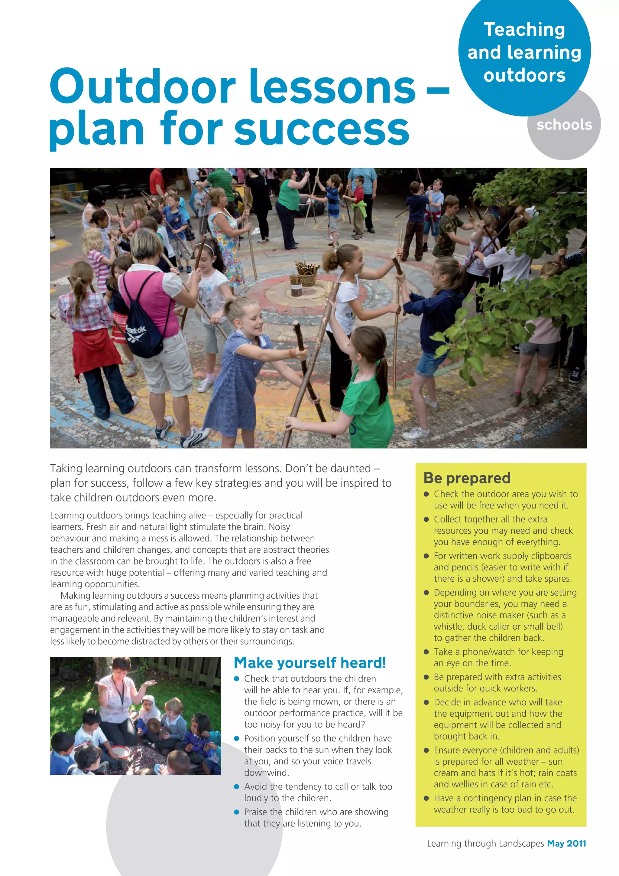 Outdoor Lessons, Plan for Success: Teaching and Learning Outdoors | PDF