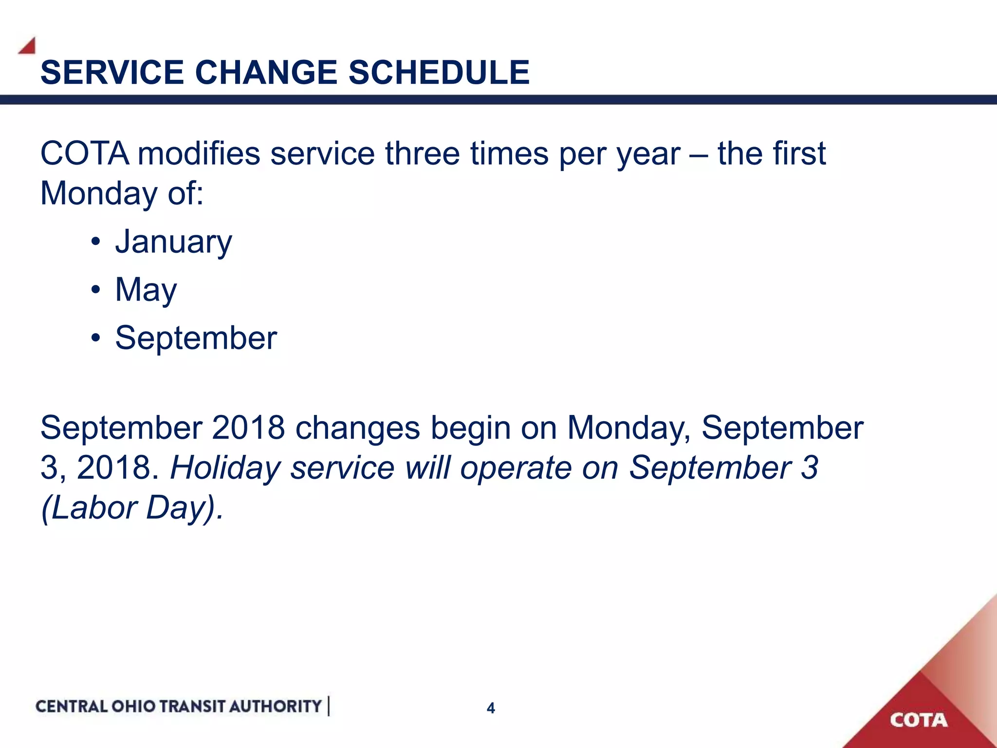 September Service Change Public Comment Meetings | PPT