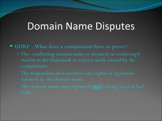 Trademarks in Cyberspace: Domain name disputes, cybersquatting and ...