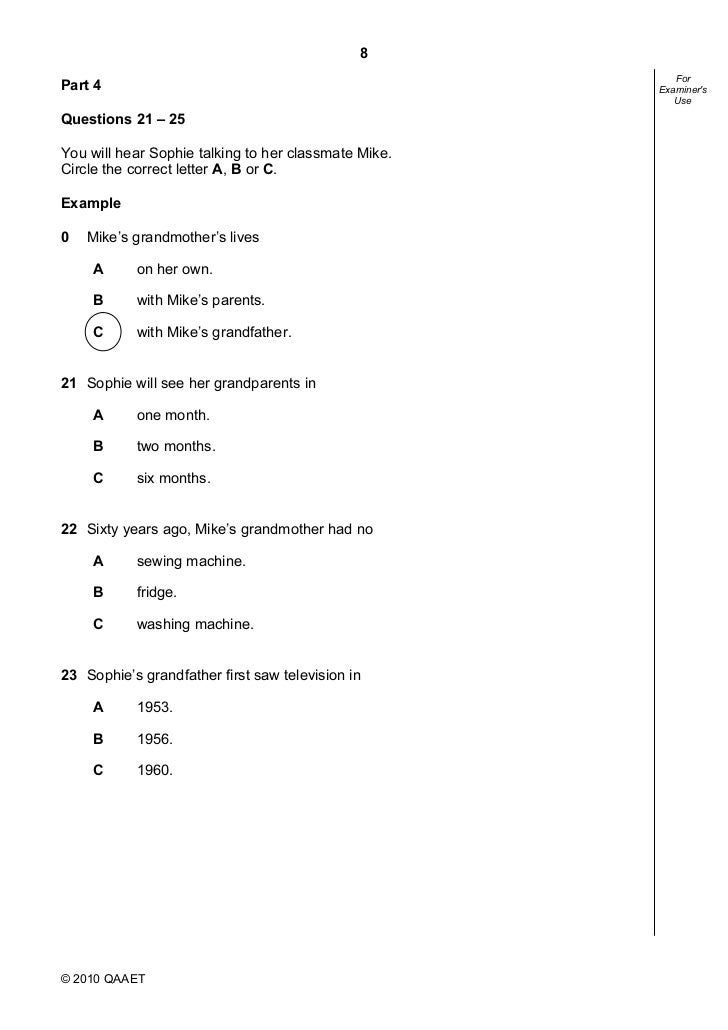National Examinations 2010, QAAET, Bahrain, English, grade 6, paper 3…