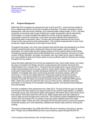 EWB-USA-WPI 2015 Guatchtuq Rainwater Harvesting: Post-Implementation Report | PDF