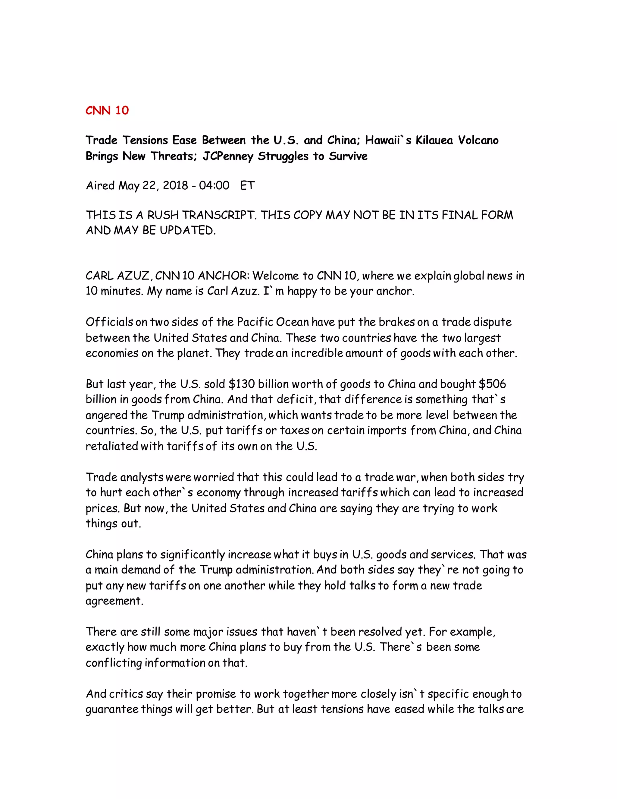 CNN 10 May 22 Tapescript | PDF