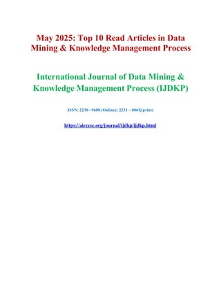 May 2025: Top 10 Read Articles in Data Mining & Knowledge Management Process | PDF