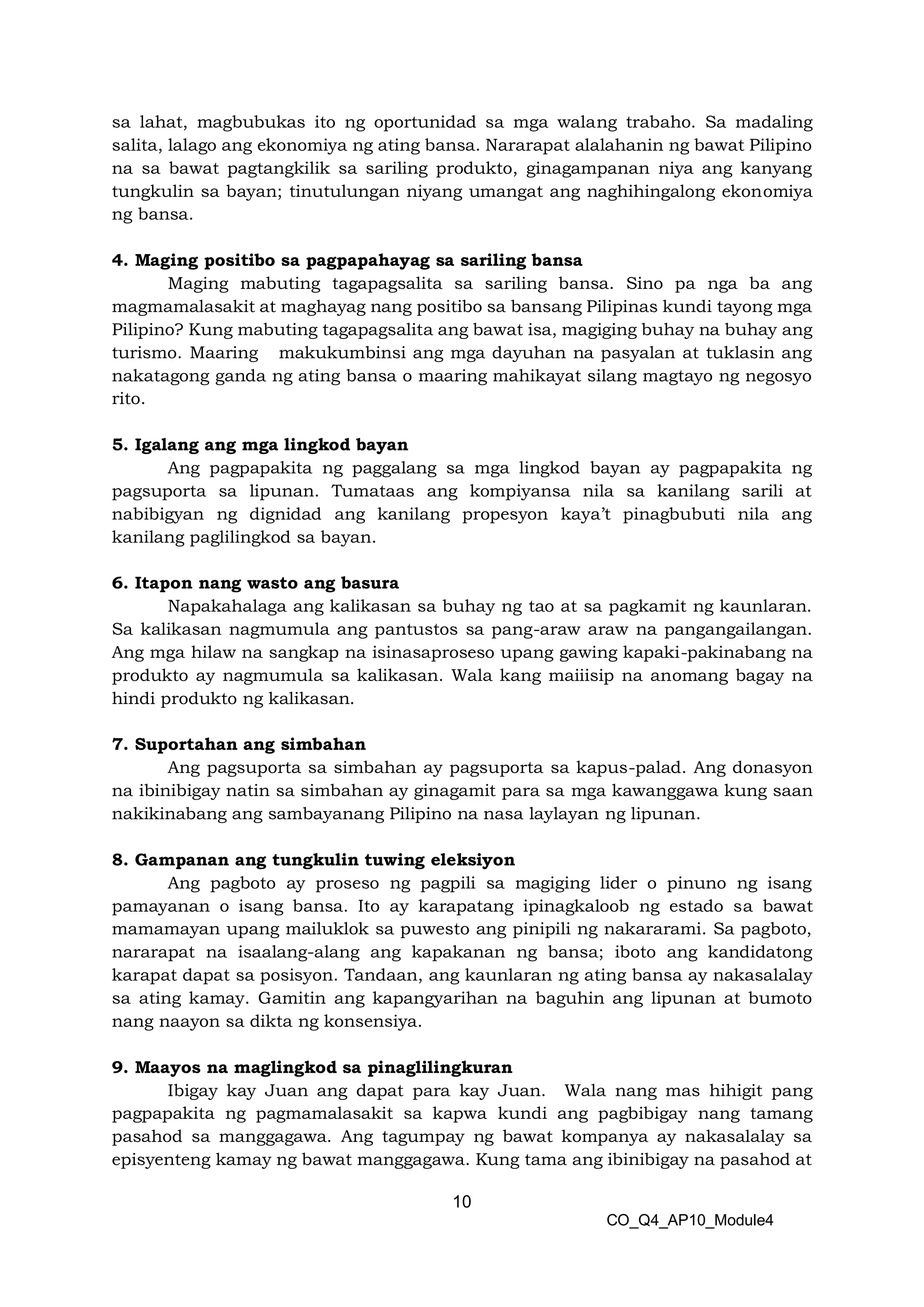 May 28 ap10 q4 mod4_papel ng mamamayan | PDF