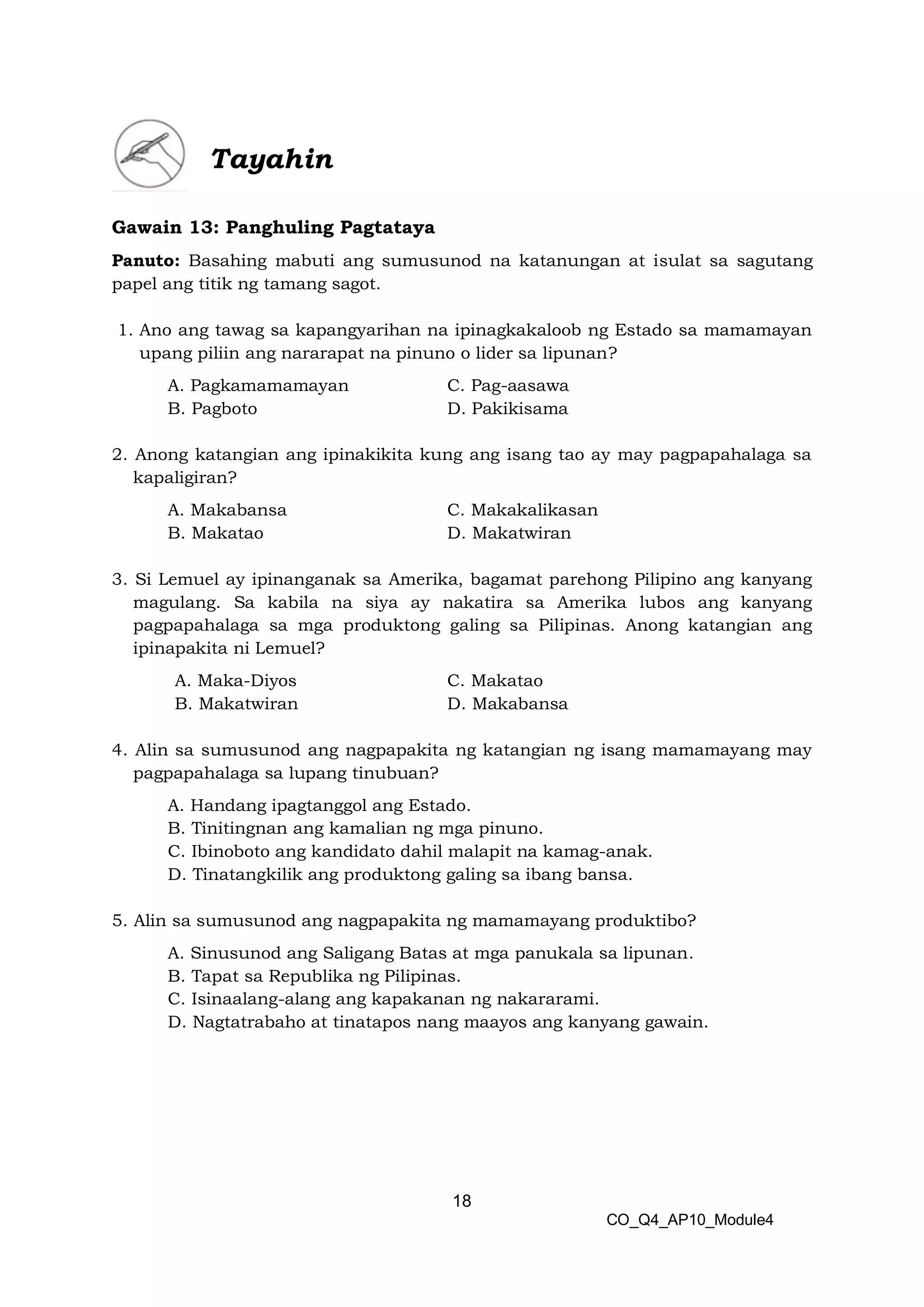 May 28 ap10 q4 mod4_papel ng mamamayan | PDF