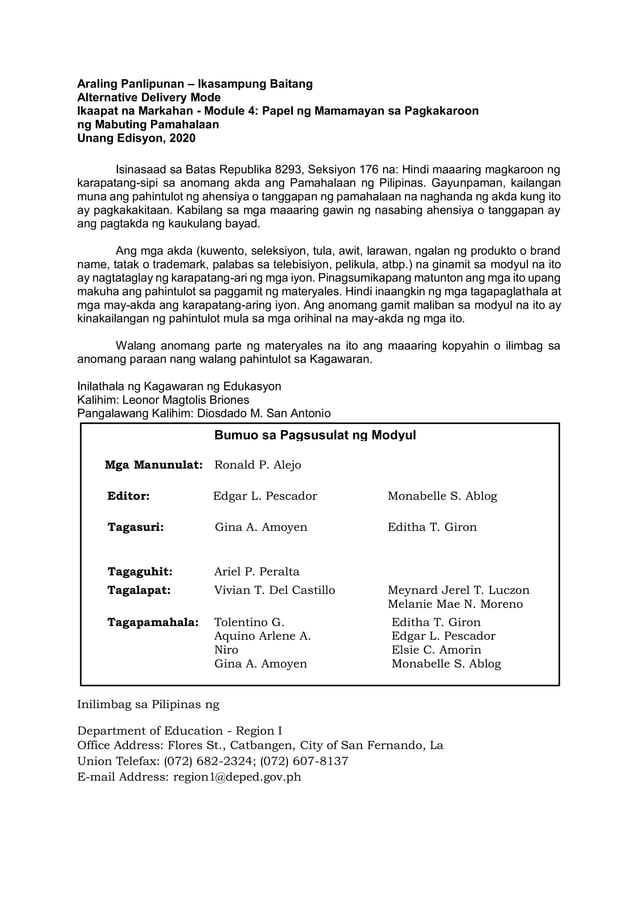 May 28 ap10 q4 mod4_papel ng mamamayan | PDF