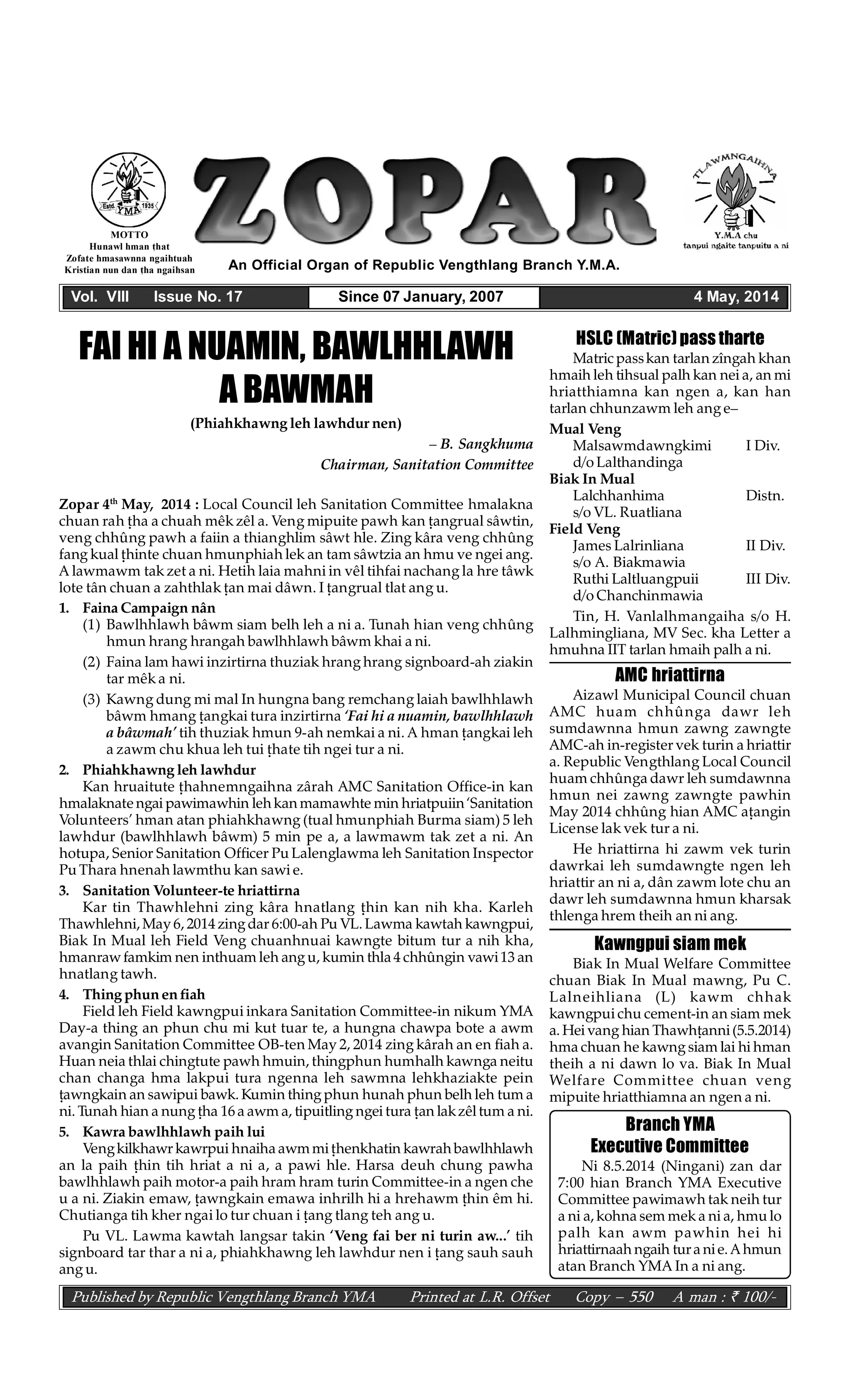 RVT YMA Zopar - 2014, May 4 | PDF