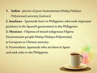 Philippine History- Social Status during Spanish Era-last years of ...