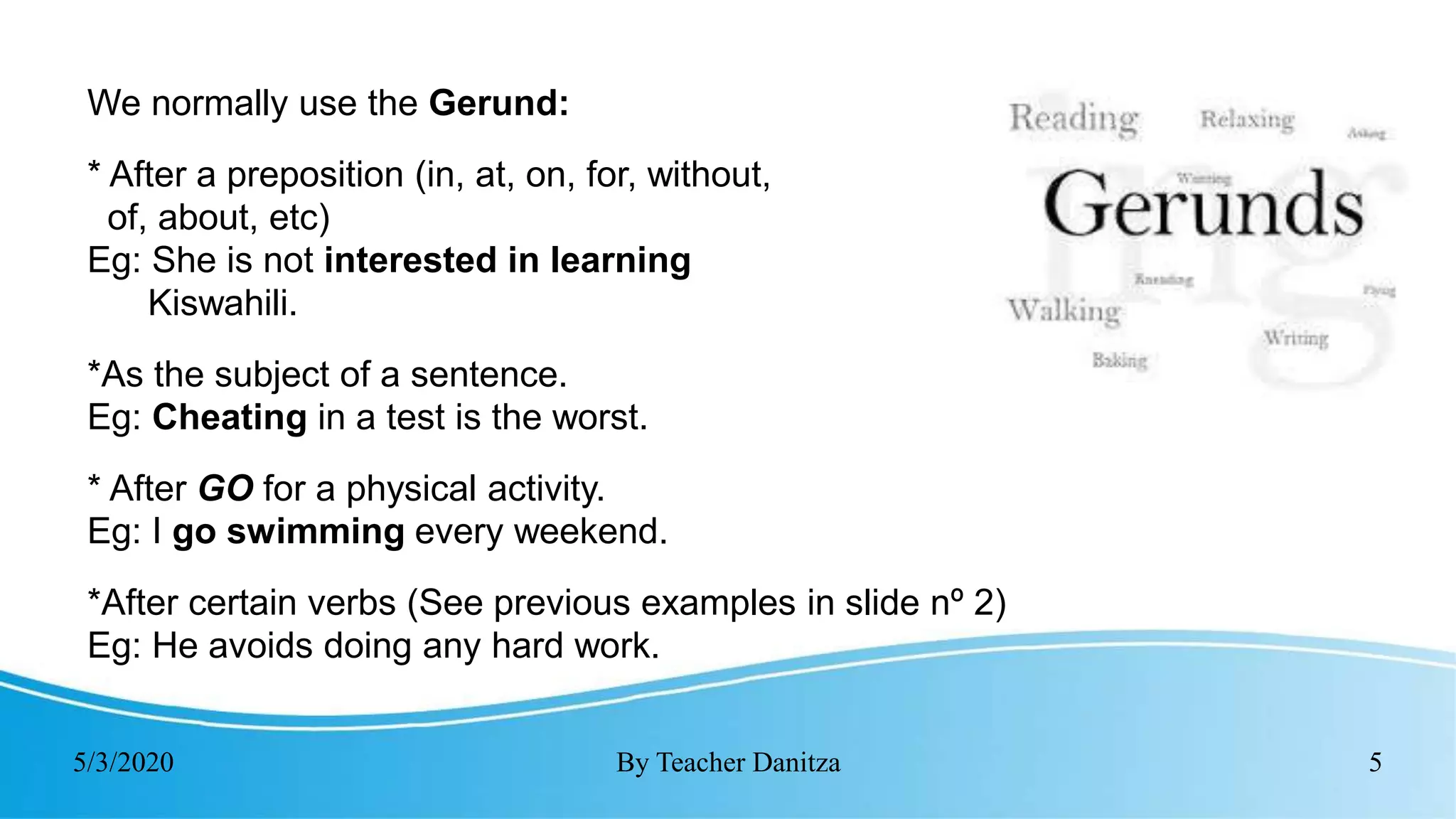 May, 5th Class GERUND AND INFINITIVE ppt | PPT