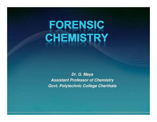 Forensic Chemistry | PPT