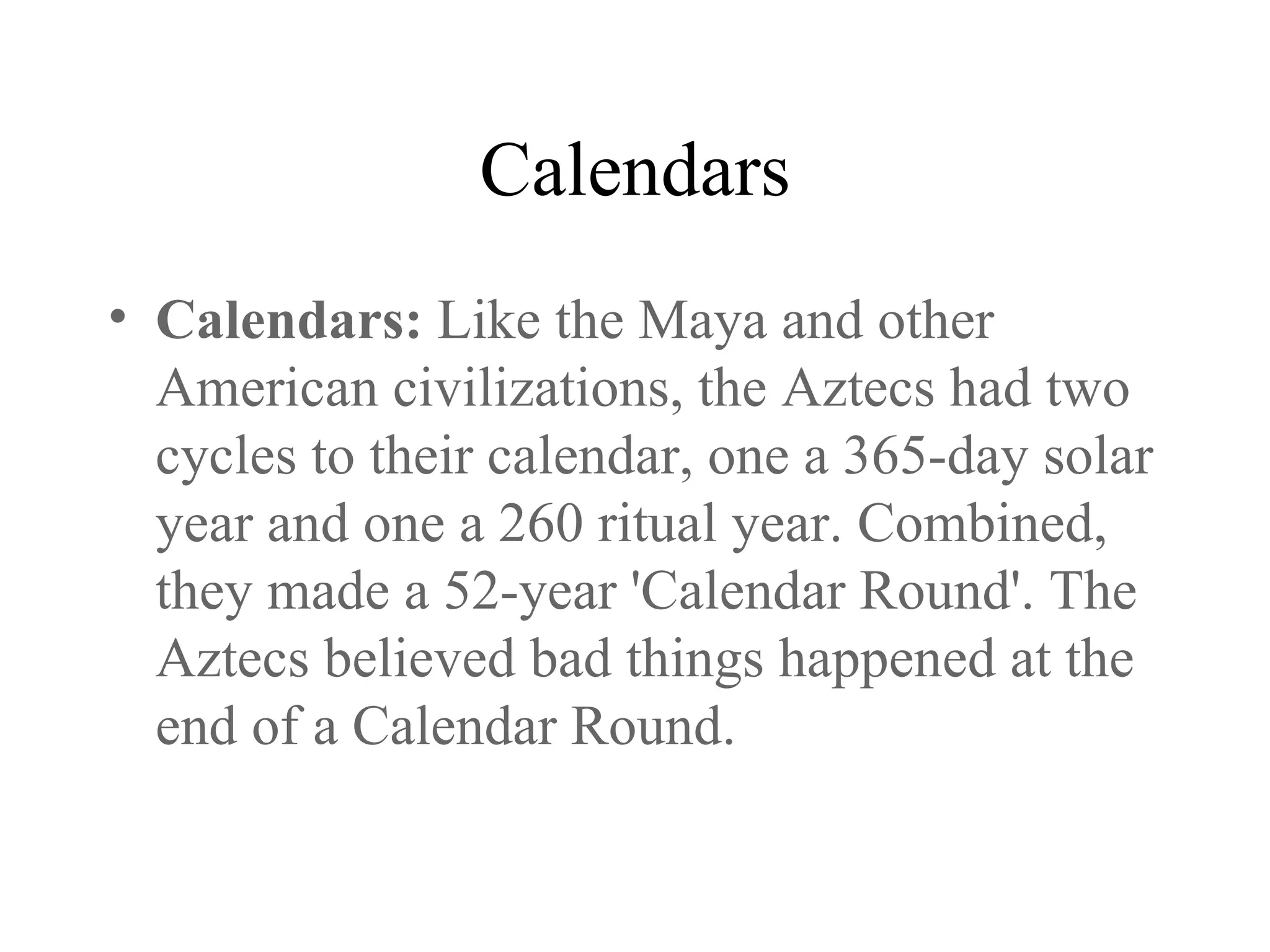 Maya, aztec & inca civilizations (Mayan and other calendars) | PPT
