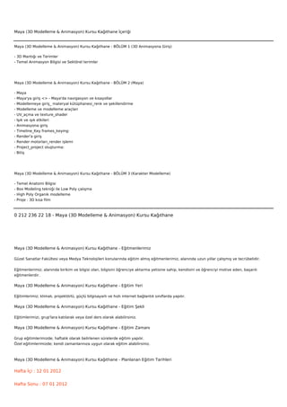 Maya kursu-kagithane | PDF