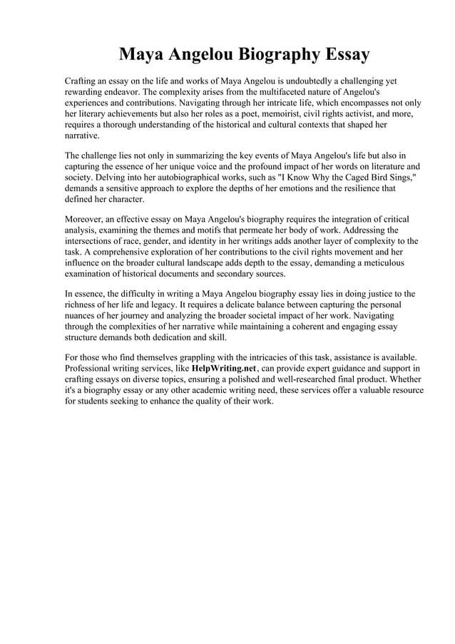 Maya Angelou Biography Essay | PDF