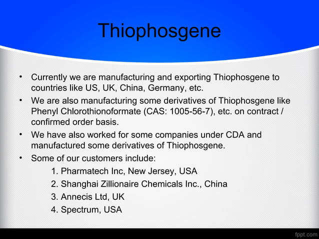 Manufacturer of Thiophosgene (CAS: 463-71-8 ) and various ...