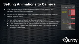 Maya Camera Settings to Unity | PDF