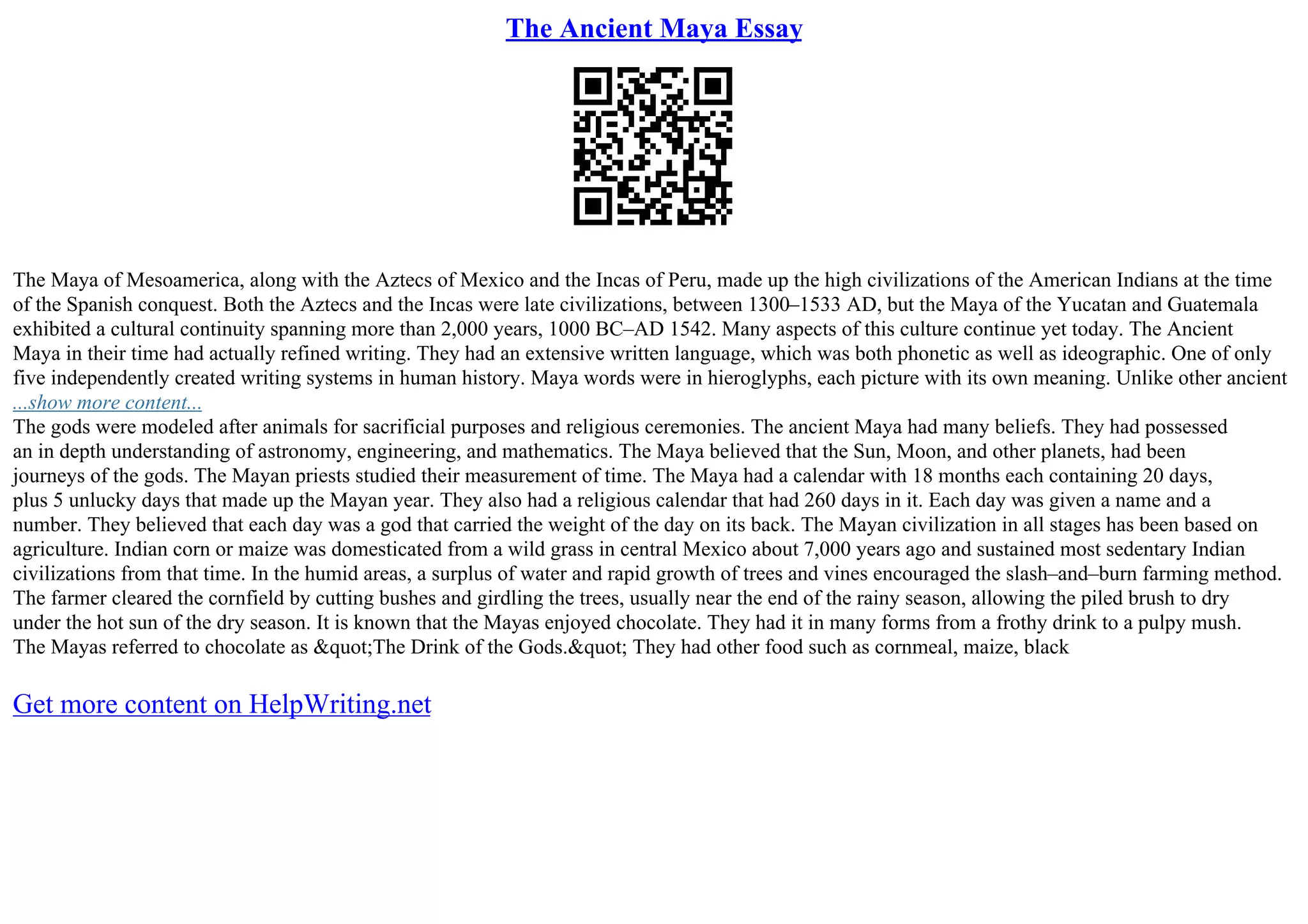 Mayan Achievements Essay | PDF