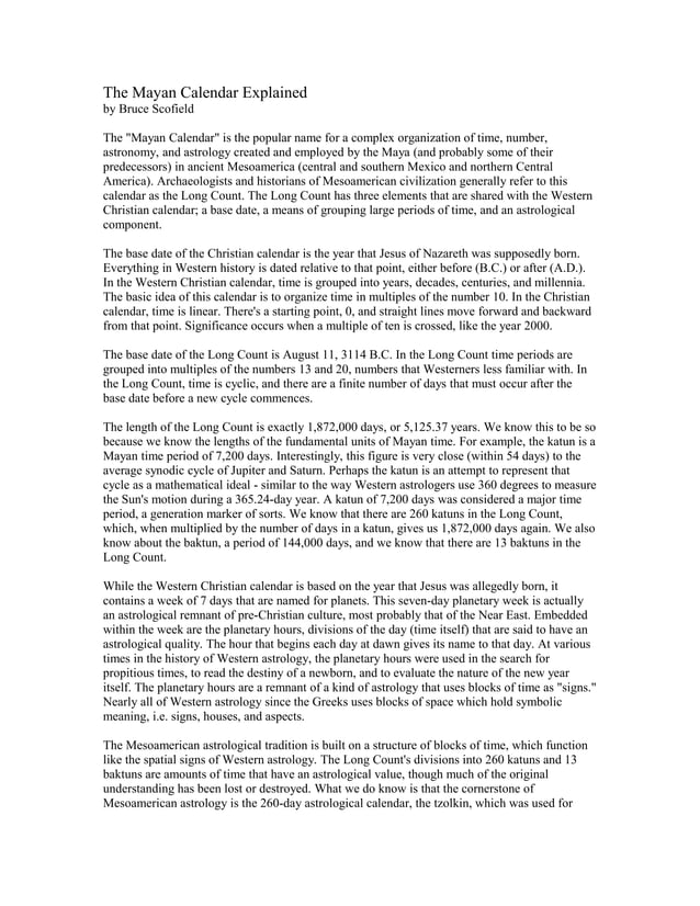 Mayan calendar explained | PDF