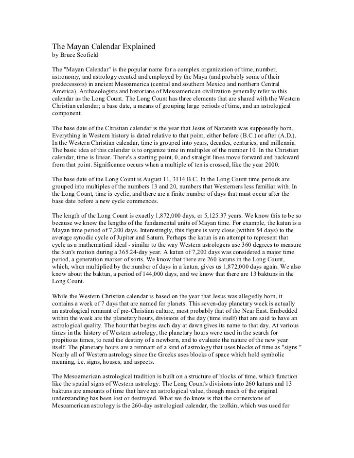 The Mayan Calendar Explained