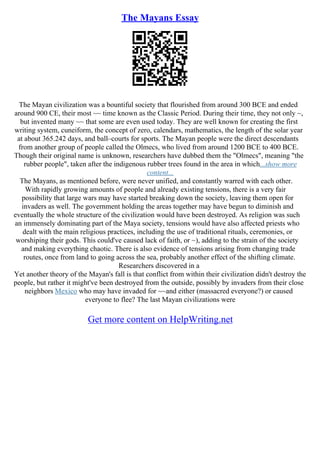 Mayan Essay | PDF