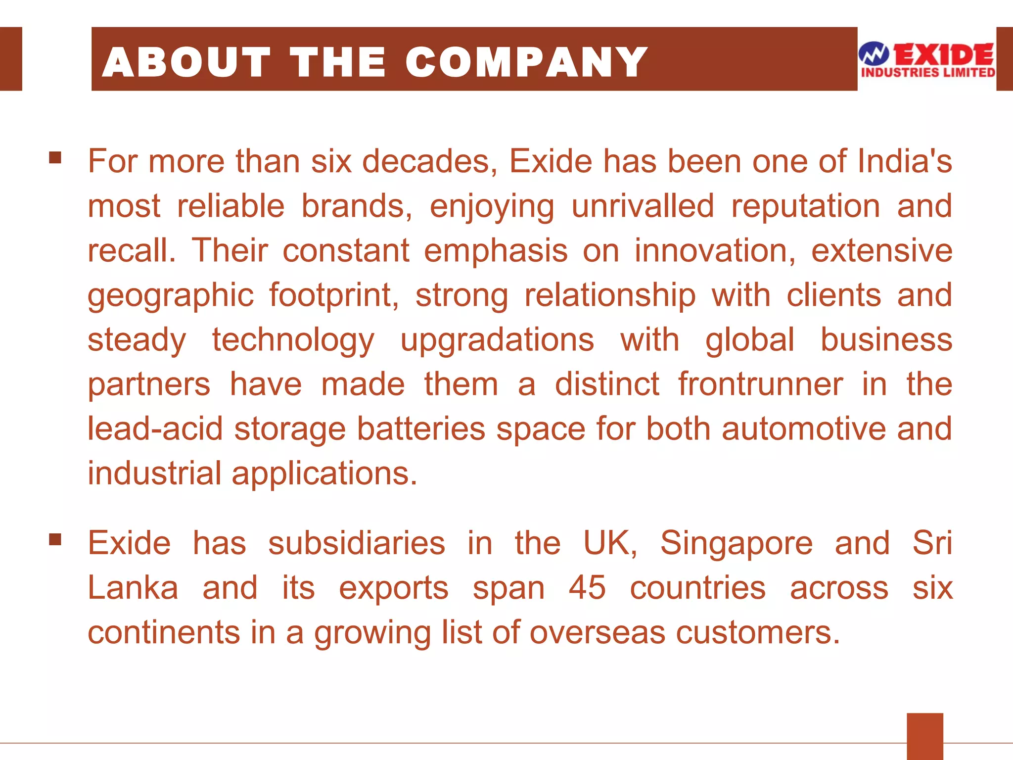 production process of Exide | PPT