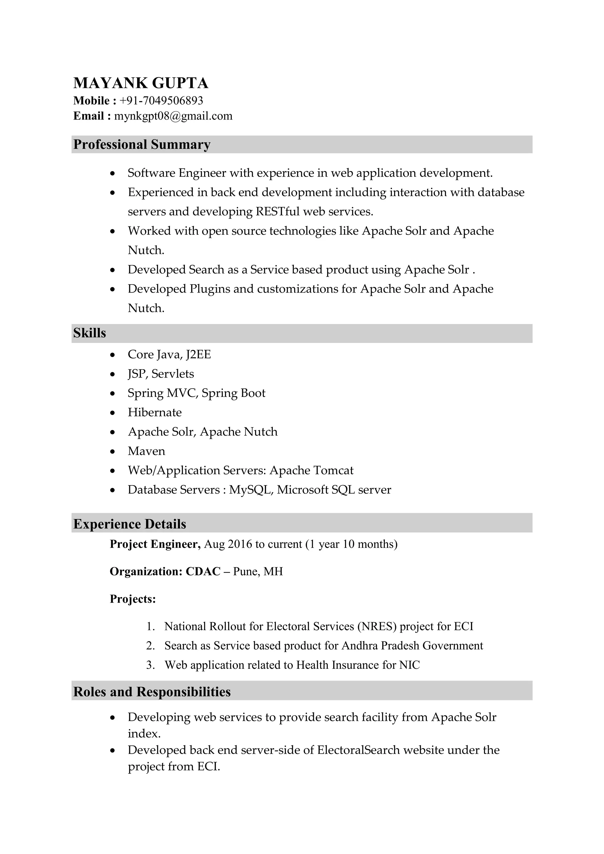 Mayank gupta resume | PDF