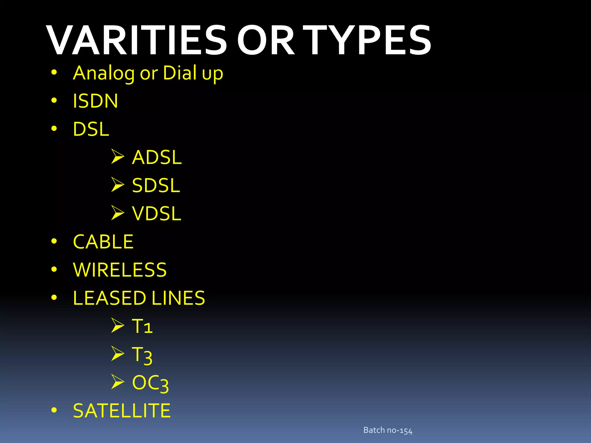 Types of internet connections | PPTX