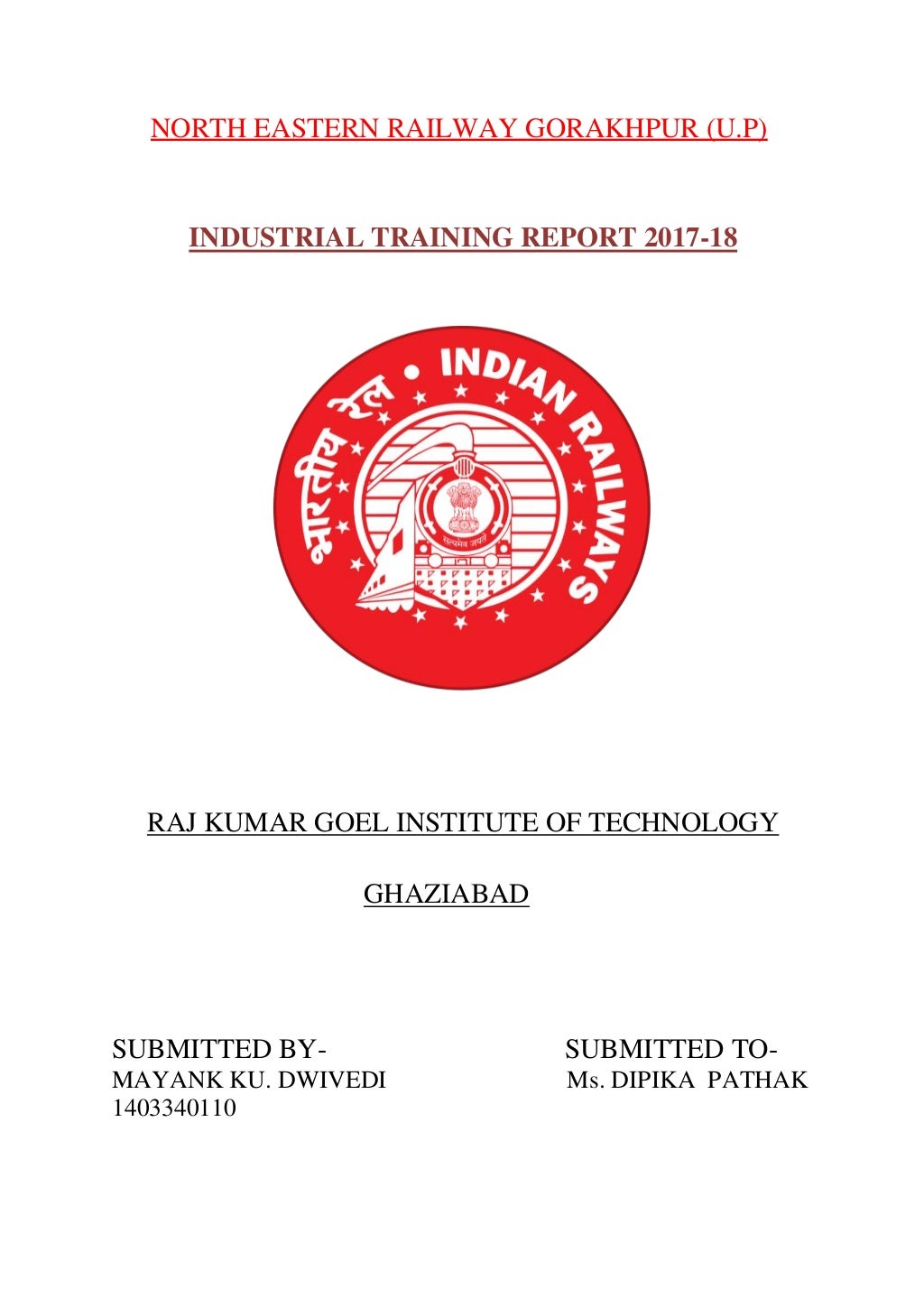 Gorakhpur railway summer training report