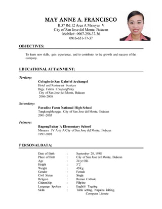 May anne resume | DOCX