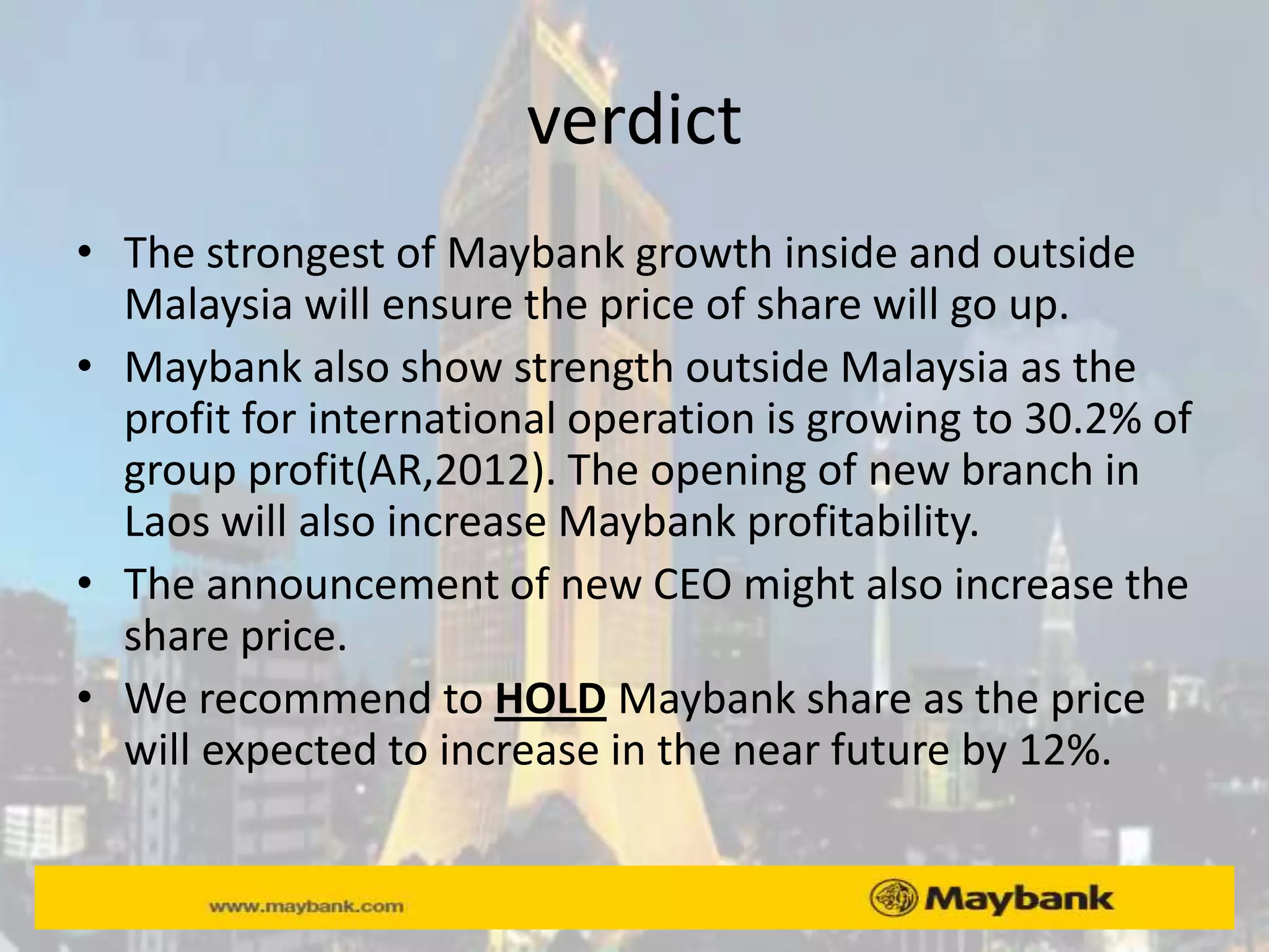 Analysis of Maybank berhad slide present MAF630 | PPTX