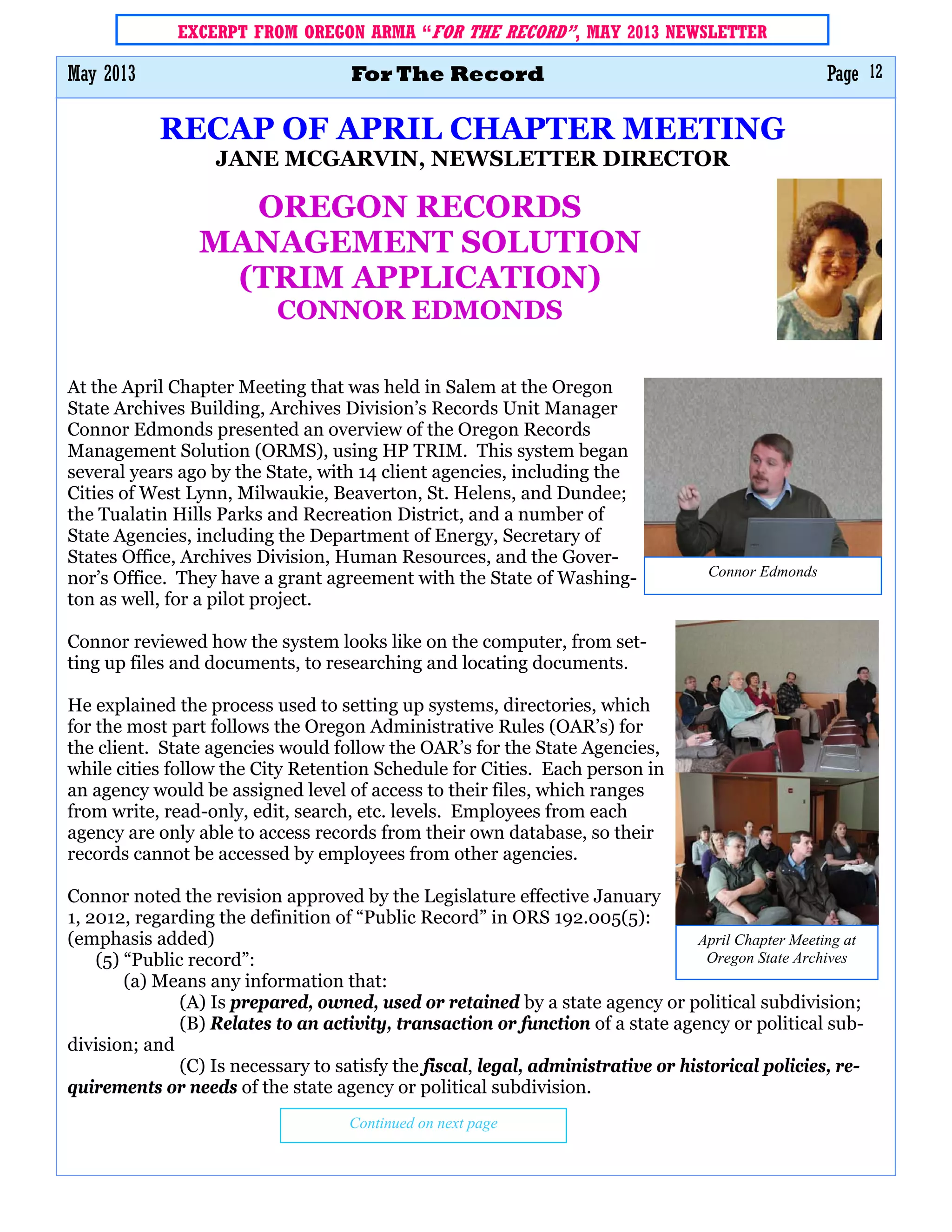 May chapter newsletter recap | PDF | Email | Internet