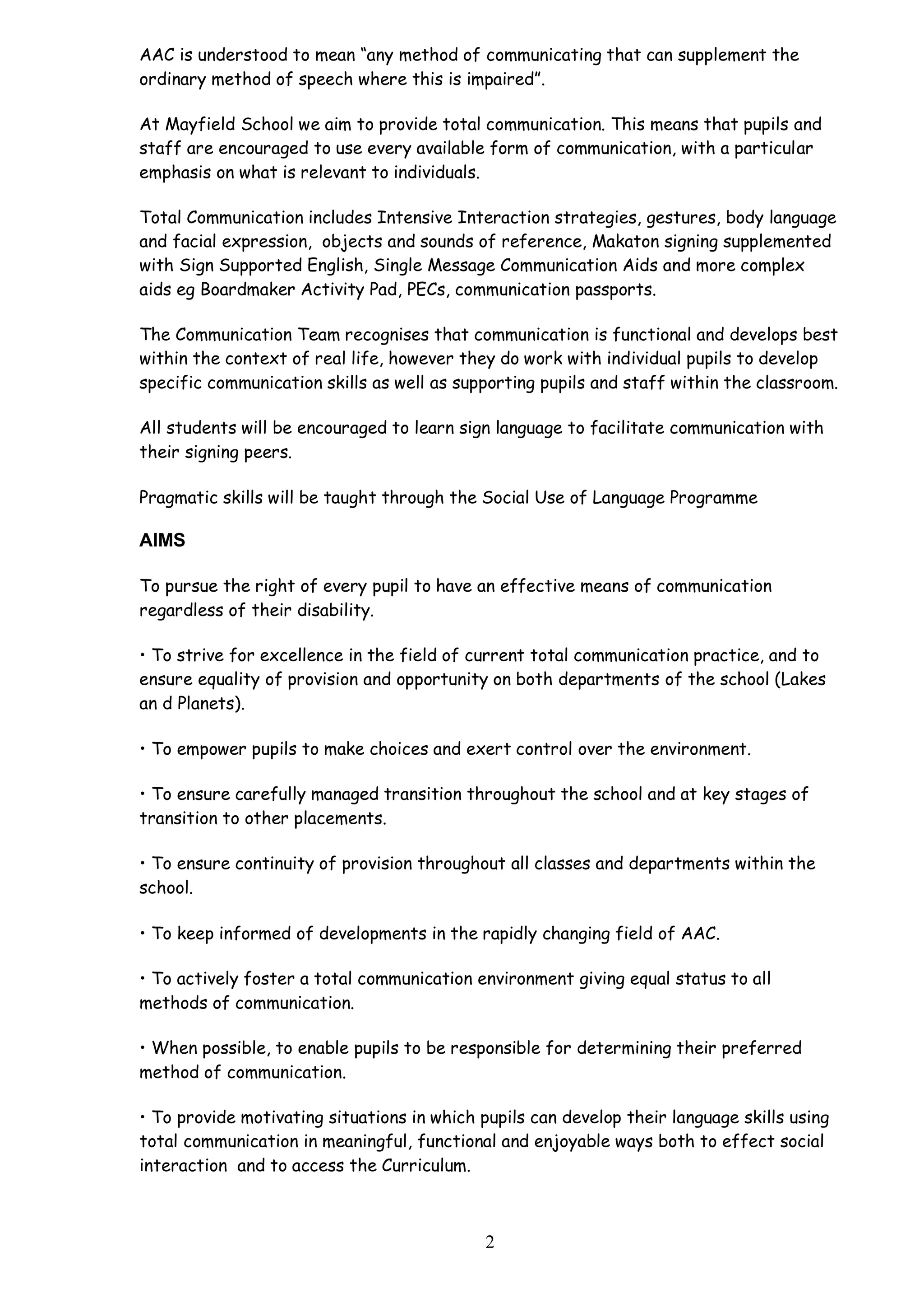 Mayfield communication policy 2009 | PDF