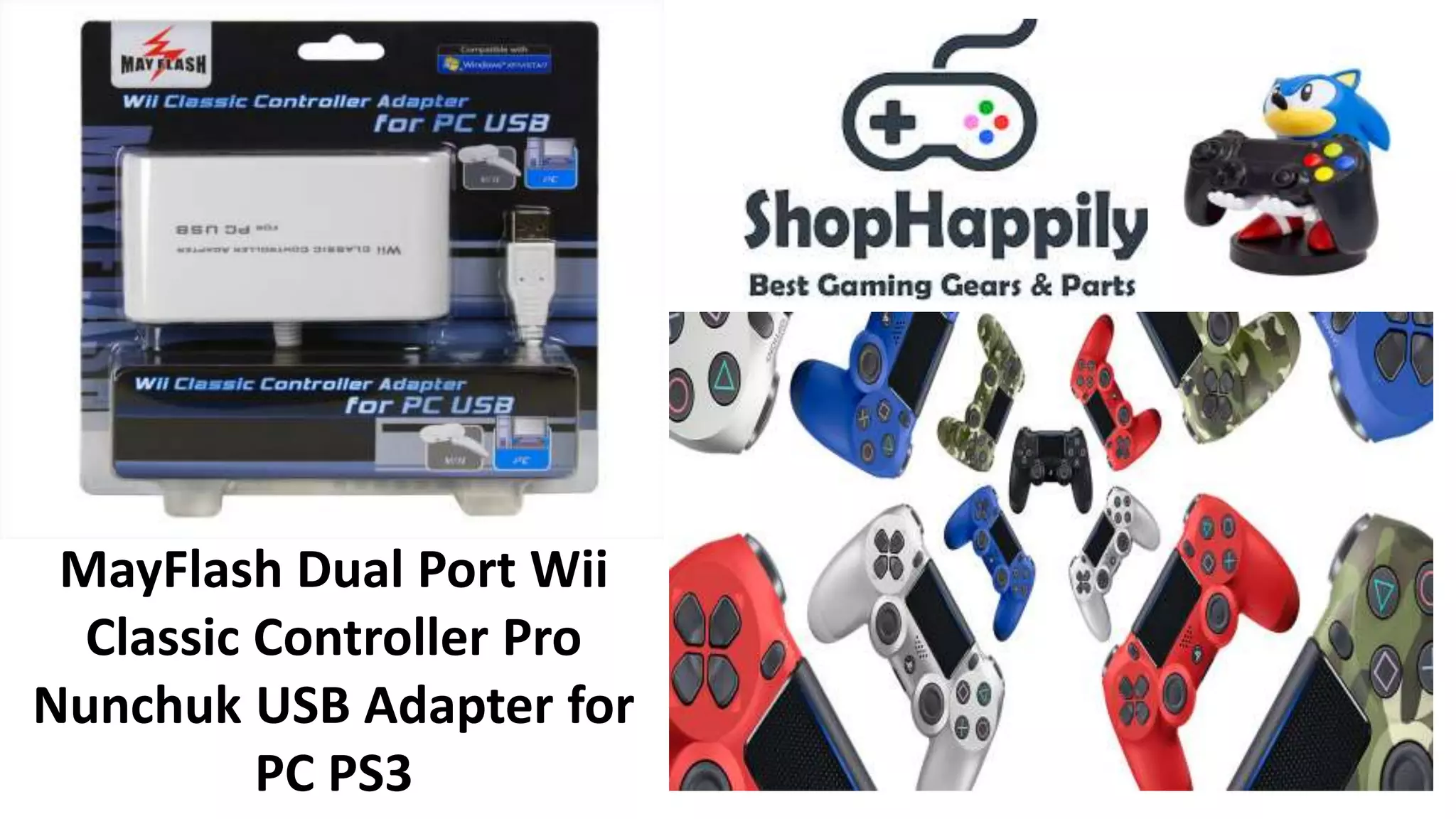 May flash dual port wii classic controller pro nunchuk usb adapter for ...