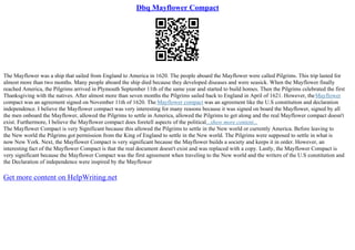Mayflower Compact Research Paper | PDF