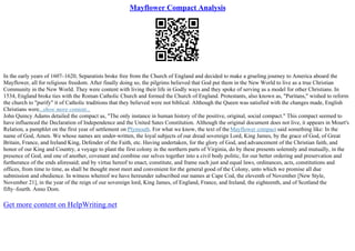Mayflower Compact Research Paper | PDF